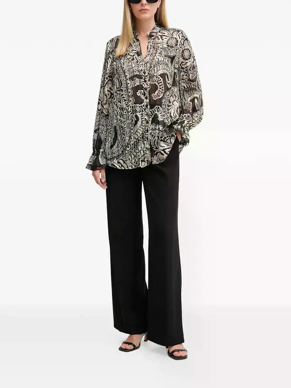 MARC AUREL Paisley Lace Trim Blouse