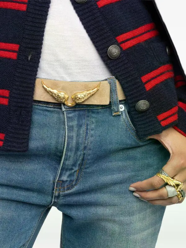 Zadig&Voltaire Rock Reversible Wings Leather Belt - Neutrals