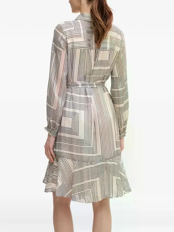 MARC AUREL Geometric Print Belted Shirt Dress