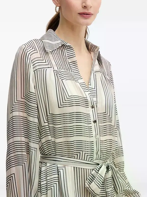 MARC AUREL Geometric Print Belted Shirt Dress