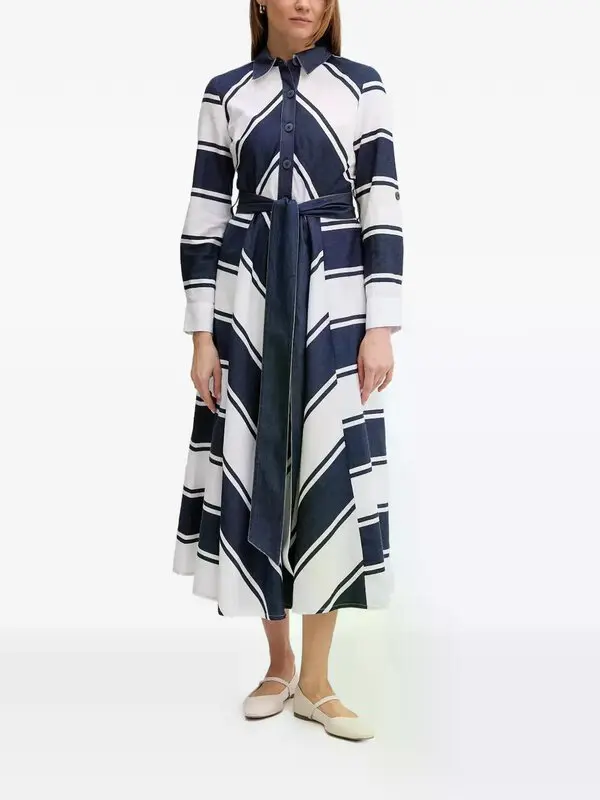 Joseph Ribkoff Striped Belted Midi Shirt Dress - Blue