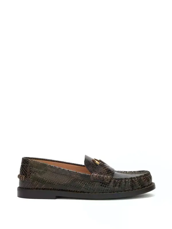 ODISSI Kali Signature Python-effect Leather Loafers - Brown