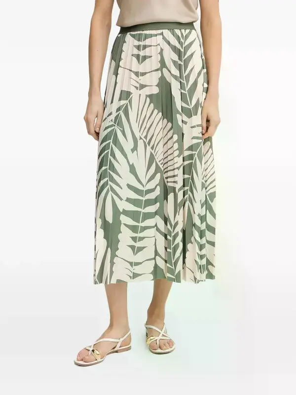 OUI Leaf-print Pleated Skirt