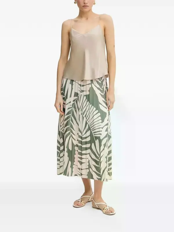 OUI Leaf-print Pleated Skirt