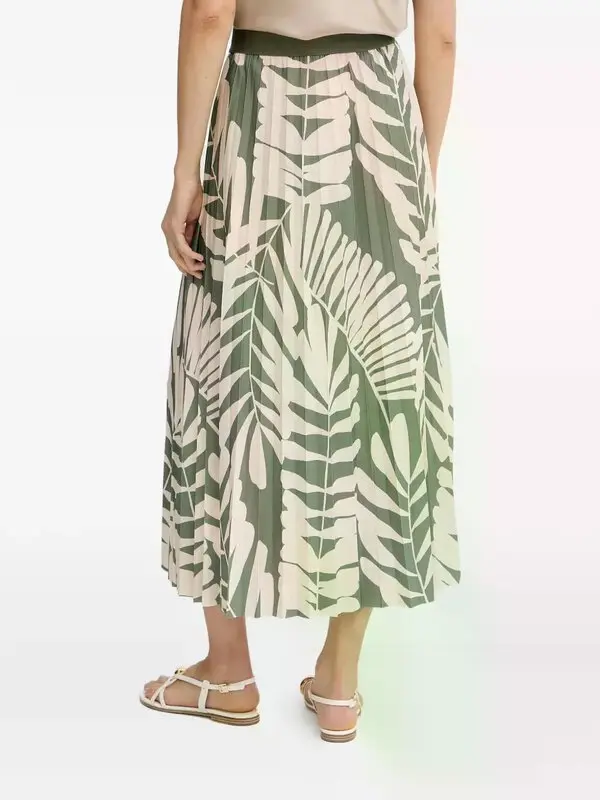 OUI Leaf-print Pleated Skirt