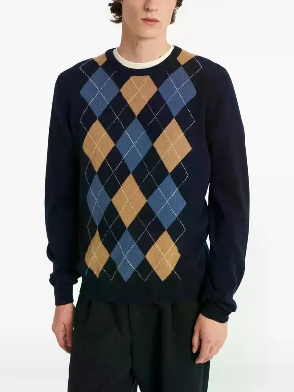 Pringle Of Scotland Argyle Crew-neck Sweater - Blue