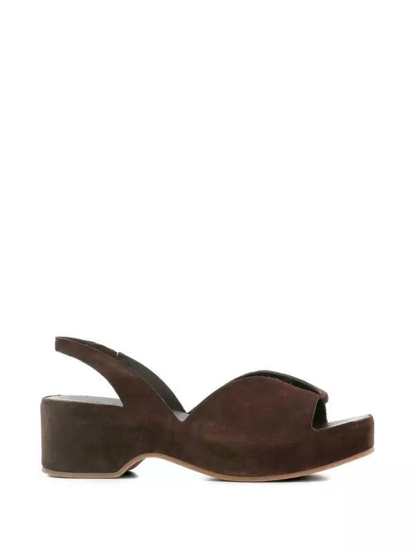 DEL CARLO Slingback Suede Platform Sandals