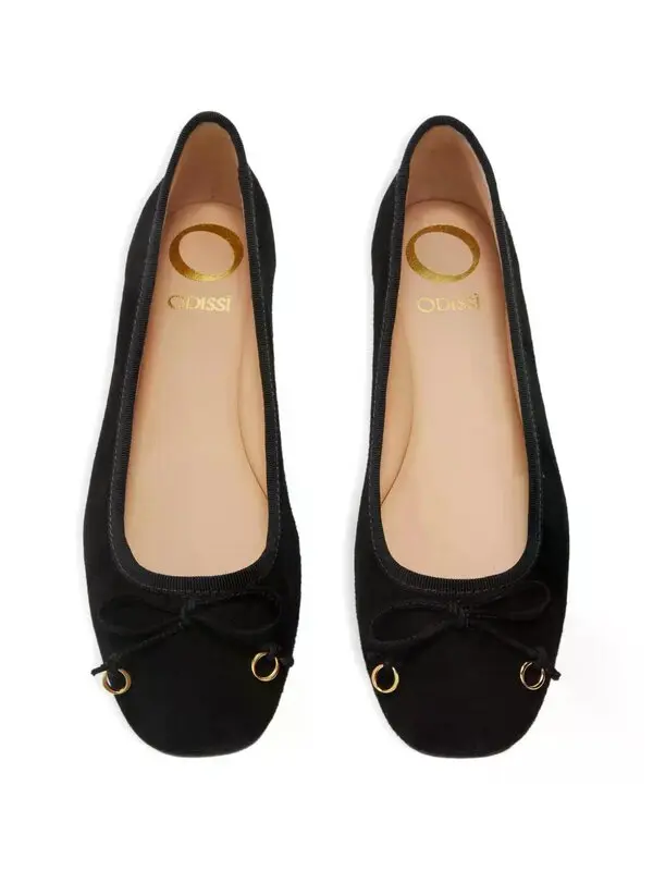 ODISSI Lou Bow Square Toe Ballerina - Black