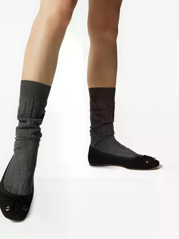 ODISSI Lou Bow Square Toe Ballerina - Black