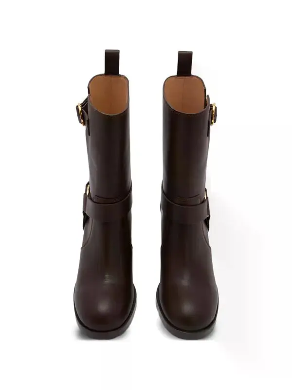 ODISSI Harnessed Strap Biker Boots - Brown