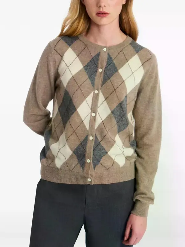 Pringle Of Scotland Argyle Crew-neck Cardigan - Neutrals