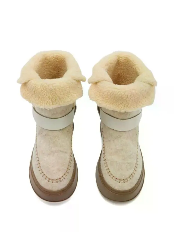 ODISSI Suki Felt Boots With Harness Detail - Neutrals
