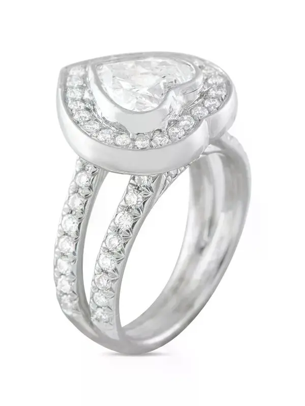 LB EXCLUSIVE 18k White Gold Diamond Heart Ring - Silver