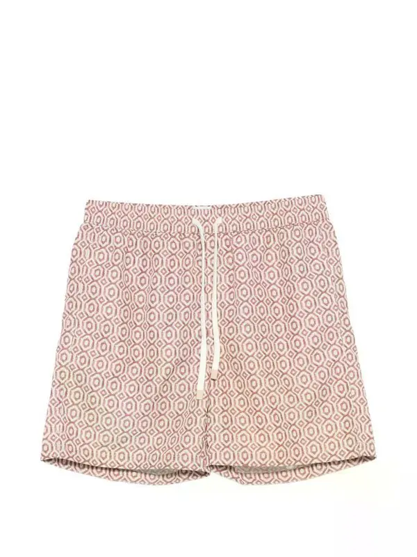 Eleventy Geometric-print Swim Shorts - Neutrals