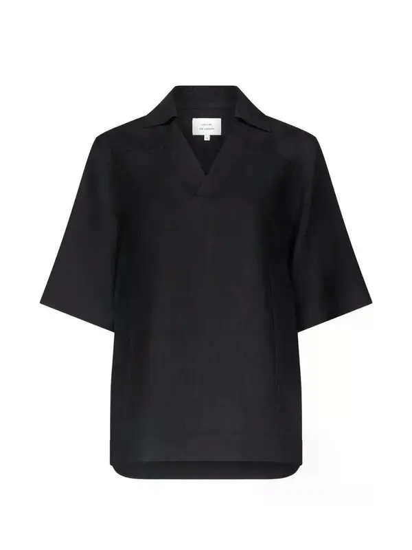 Loulou De Saison Oversized V-neck Top - Black