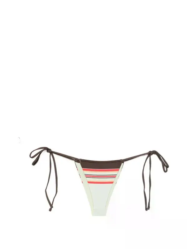 Frankies Bikinis Tia Striped Tie-side Bikini Bottoms - Green