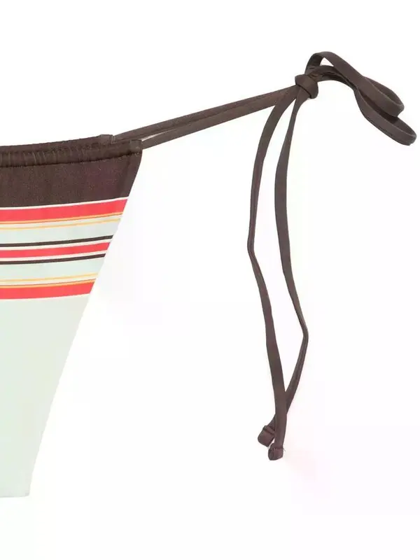 Frankies Bikinis Tia Striped Tie-side Bikini Bottoms - Green
