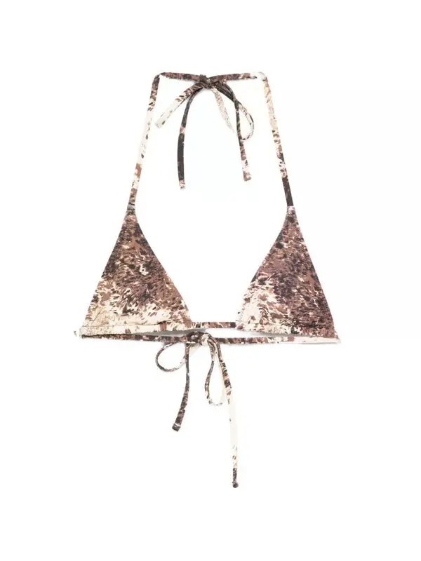 Frankies Bikinis Paradise Tie Triangle Bikini Top - Brown