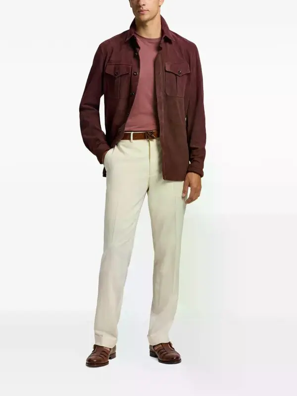 Ralph Lauren Purple Label Chest-pockets Suede Overshirt - Red