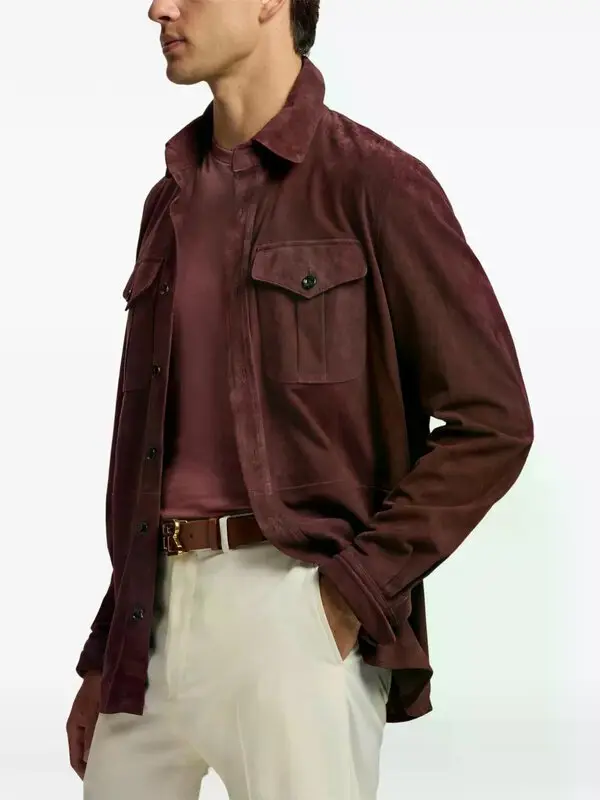 Ralph Lauren Purple Label Chest-pockets Suede Overshirt - Red