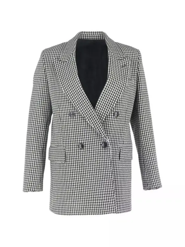 Ami Double-breasted Houndstooth Blazer