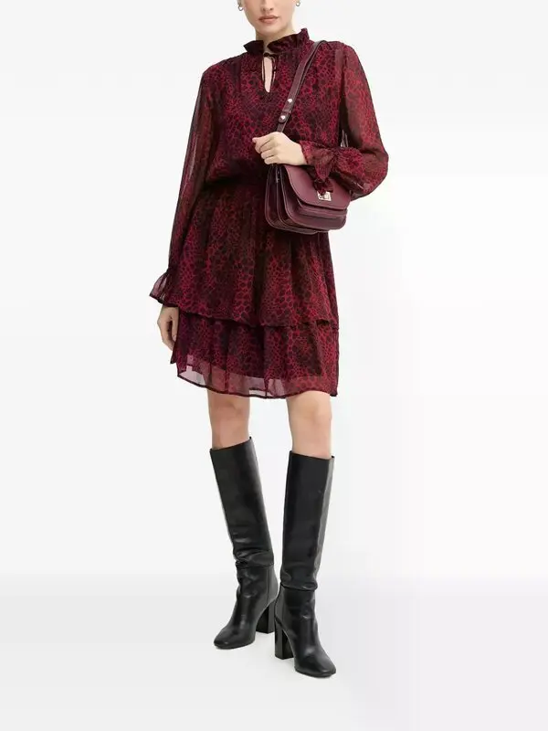 MARC AUREL Animal Print Tiered Dress