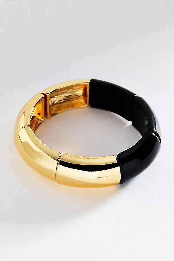 Anthropologie Two-tone Stretch Bracelet - Black & Gold