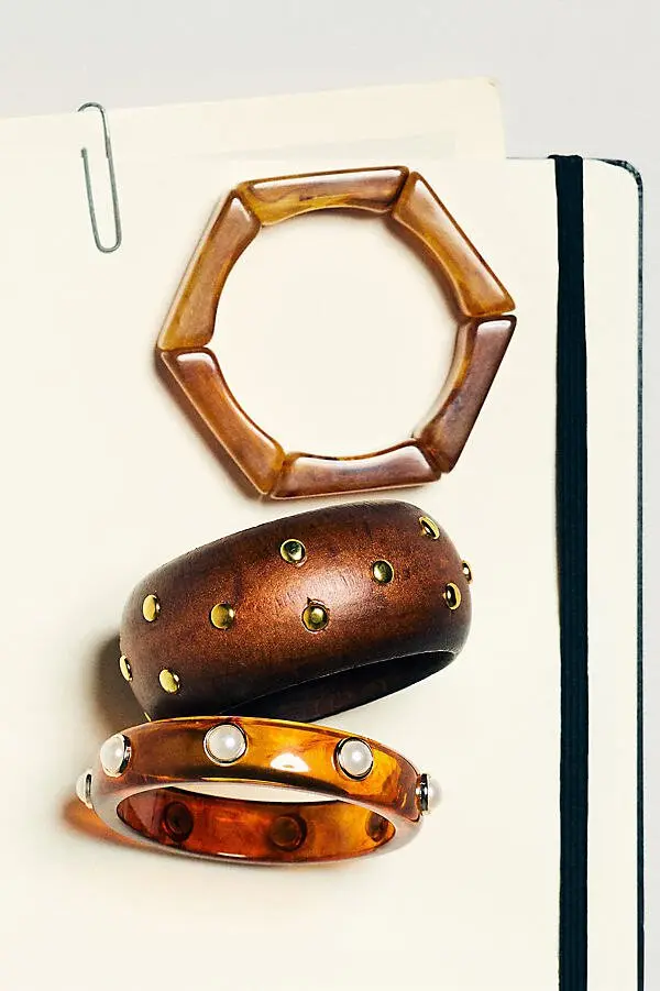 Anthropologie Resin Studded Bracelet - Tortoise