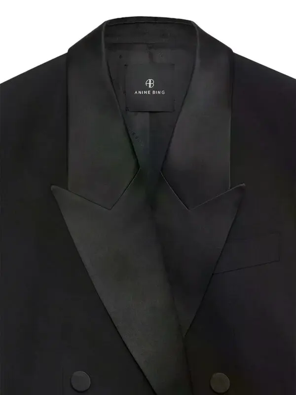 ANINE BING Satin-lapel Double-breasted Blazer