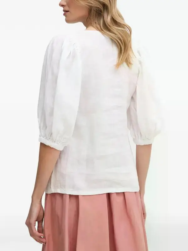 MOS MOSH Puff-sleeve V-neck Blouse