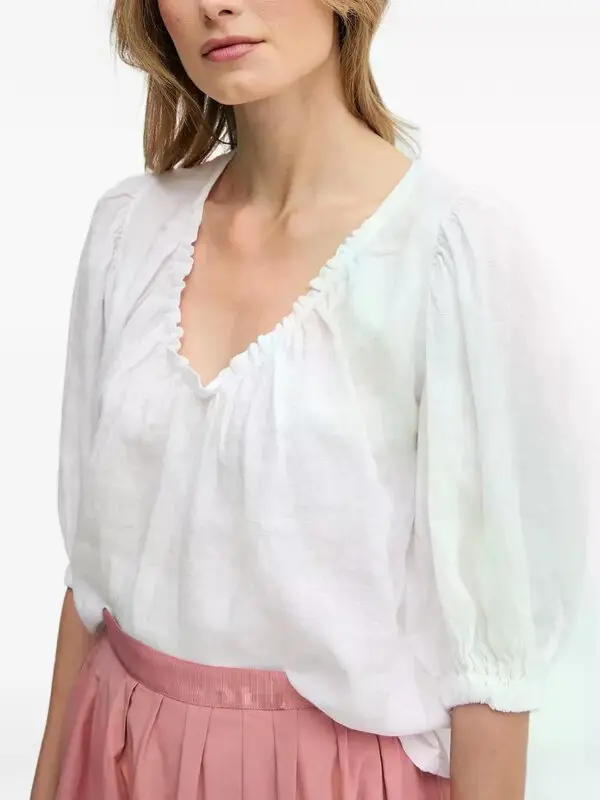 MOS MOSH Puff-sleeve V-neck Blouse