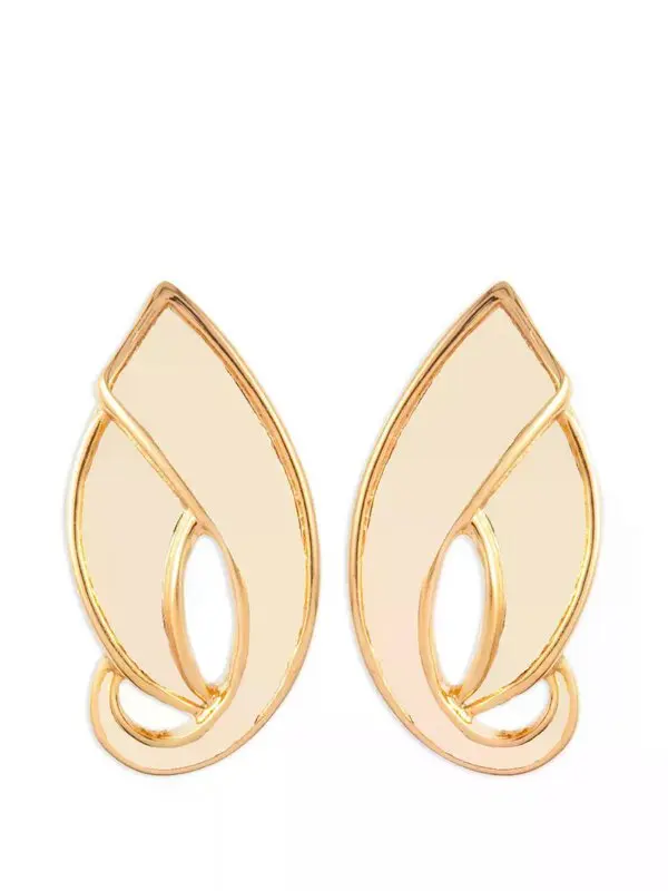 D'ORLAN Enamel Leaf Clip-on Earrings - Gold
