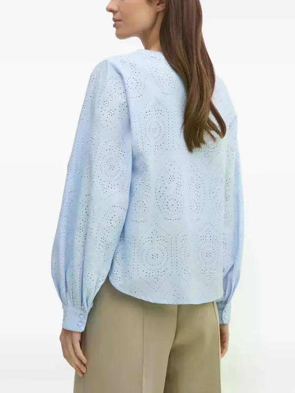 MOS MOSH Myen Sina Perforated Blouse - Blue