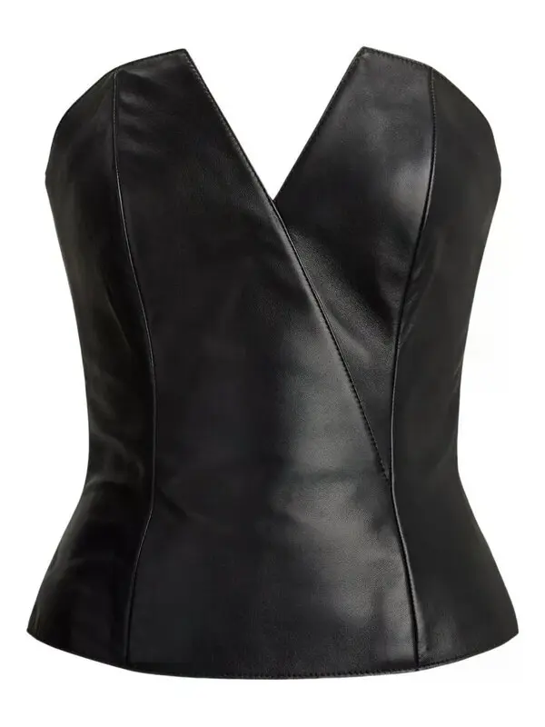 Ralph Lauren V-neck Lambskin Top