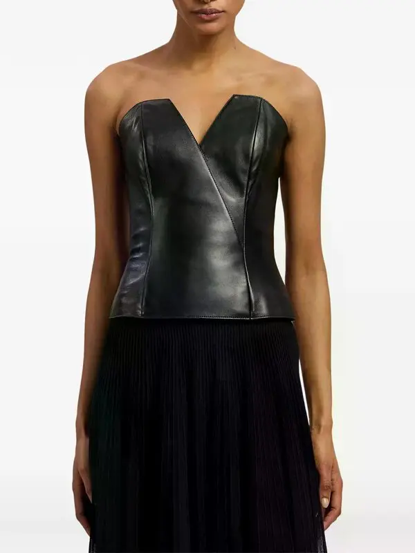 Ralph Lauren V-neck Lambskin Top