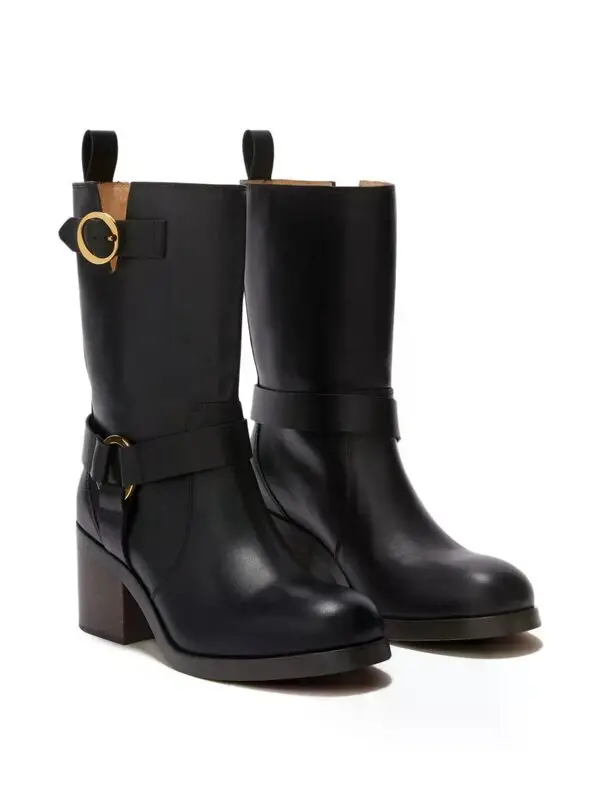 ODISSI Harnessed Leather Boots - Black