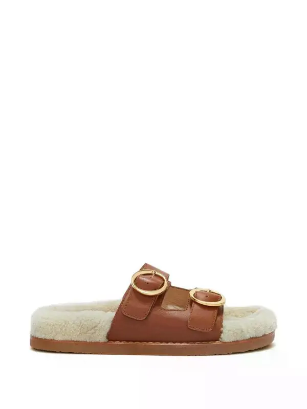 ODISSI Yuki Buckle Strap Leather Flat Sandals