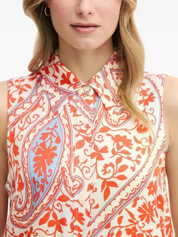 MARC AUREL Collared Patterned Sleeveless Top