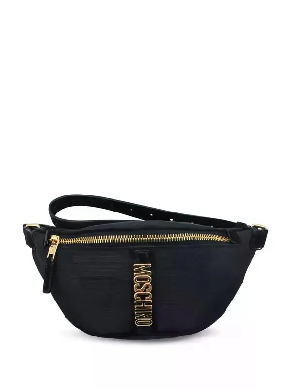 Moschino Belt Shoulder Bag With Logo - Black