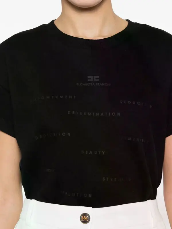Elisabetta Franchi Text-graphic T-shirt - Black