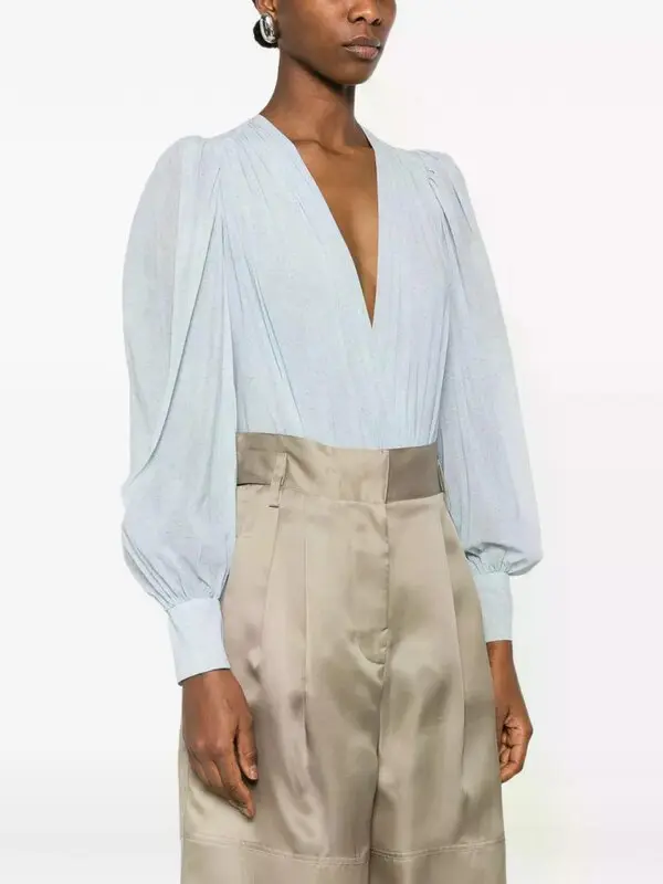 Alberta Ferretti V-neck Pleated Top