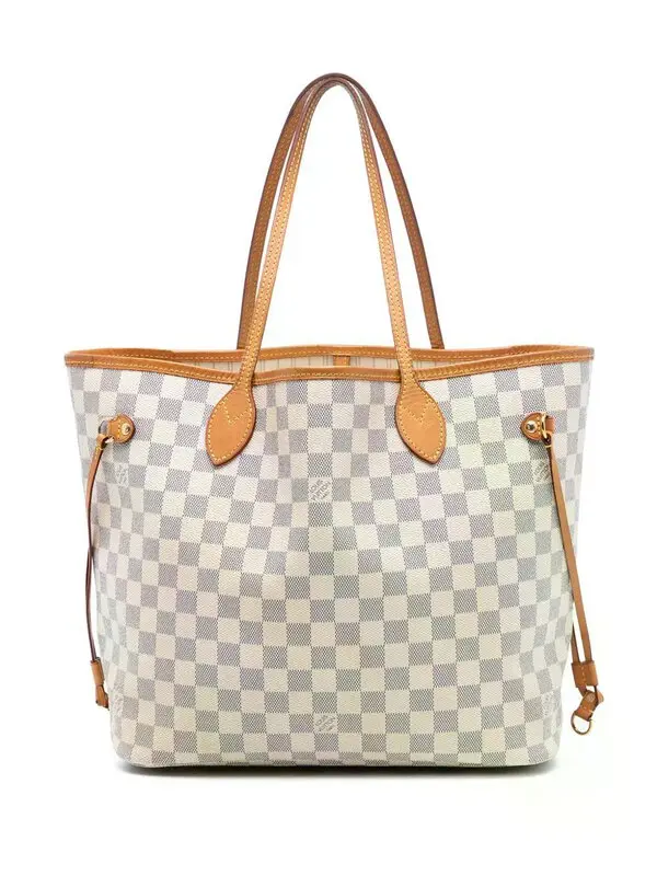 LOUIS VUITTON 2015 Damier Azur Neverfull Mm Tote Bag - White