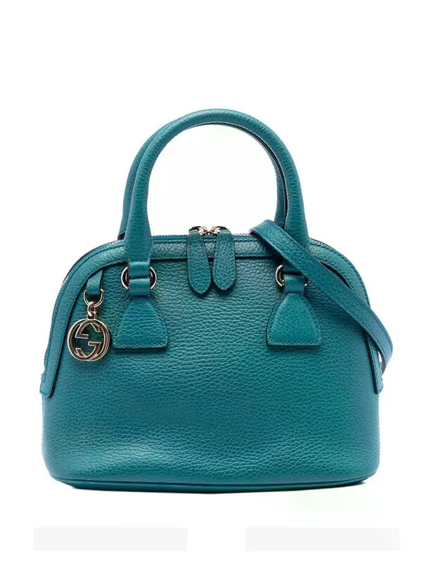 Gucci Calfskin Gg Charm Dome Satchel - Blue