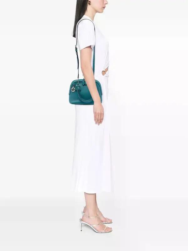 Gucci Calfskin Gg Charm Dome Satchel - Blue