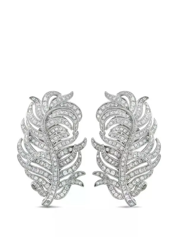 LB EXCLUSIVE Feather-shape Diamond Earrings - Silver