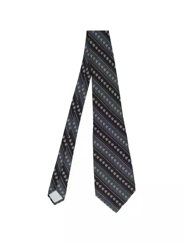 Saint Laurent Patterned Silk Necktie - Blue