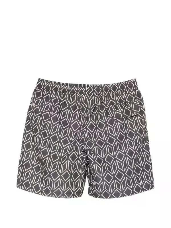 Eleventy Geometric-print Swim Shorts - Grey