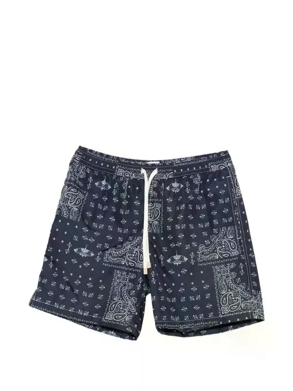 Eleventy Paisley-print Swim Shorts - Blue