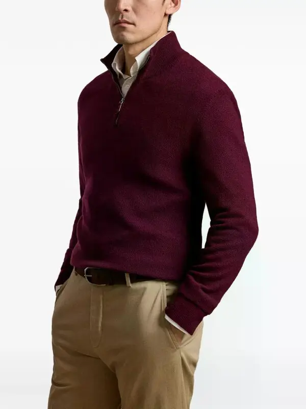 Ralph Lauren Purple Label Birdseye Quarter-zip Sweater - Red