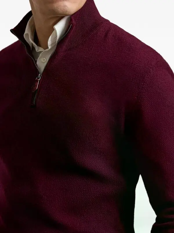 Ralph Lauren Purple Label Birdseye Quarter-zip Sweater - Red